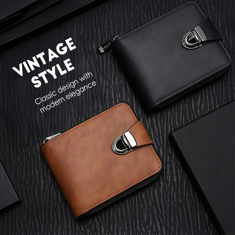 Portefeuille Vintage Compact Fermeture clair Pour Hommes Peateer Portefeuille Vintage Compact Fermeture clair Pour Hommes Peateer